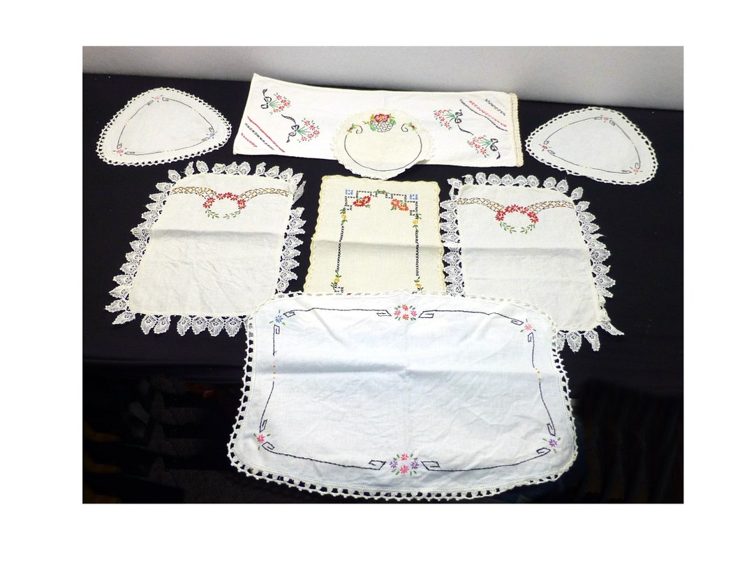 Antique Doily Collection Vintage Hand Made Embroidered Doilies ...