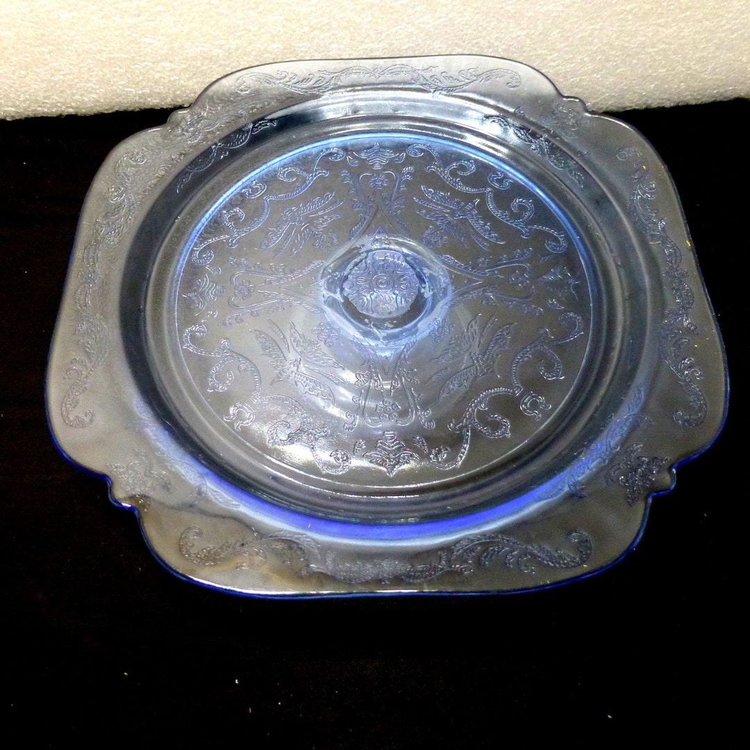 Beautiful Blue Madrid Recollection Glass Cake Plate Stand Indiana ...