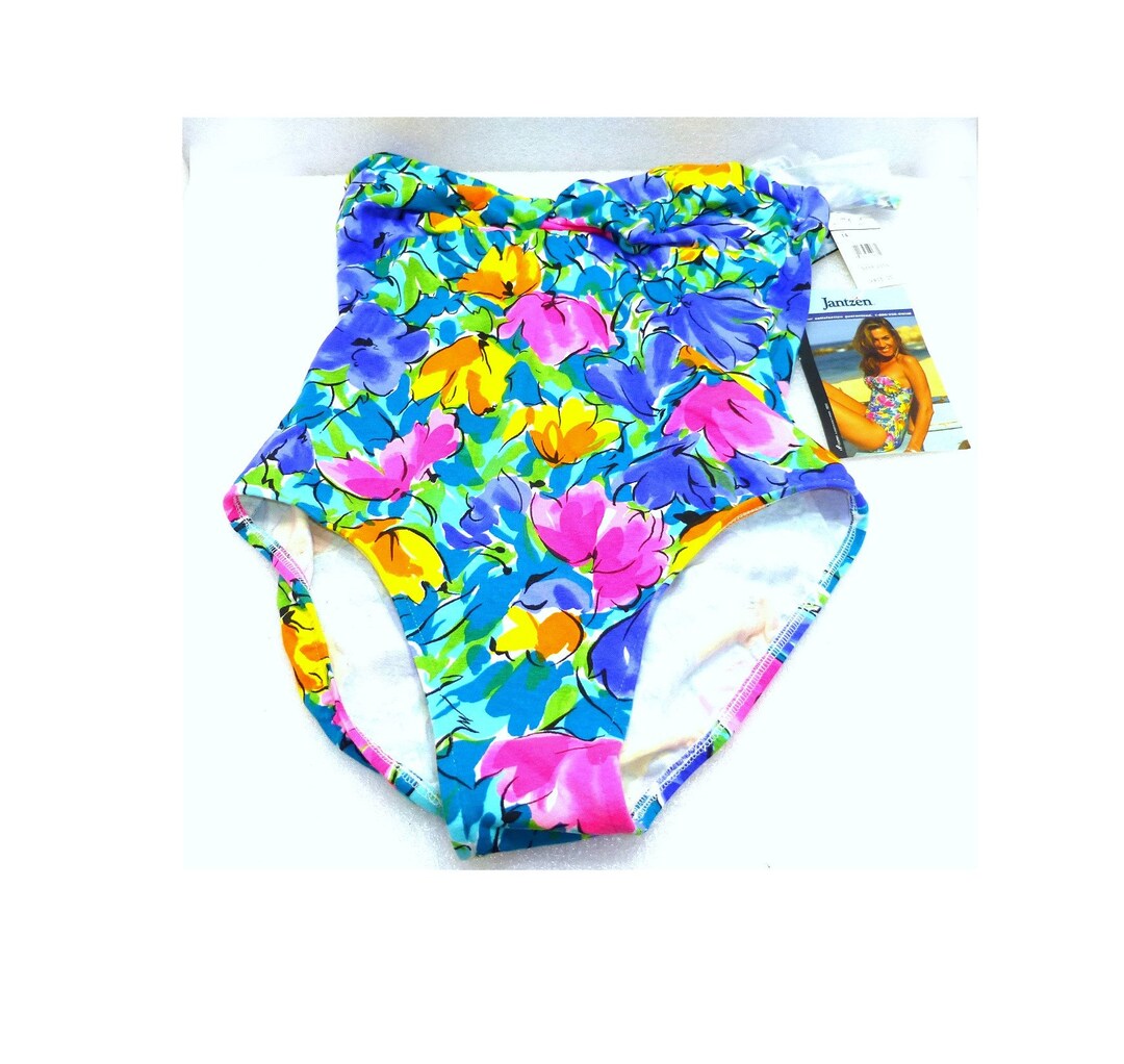 Unworn Vintage Jantzen Flower Bathing Suit Floral Tropical Beach 1980's ...
