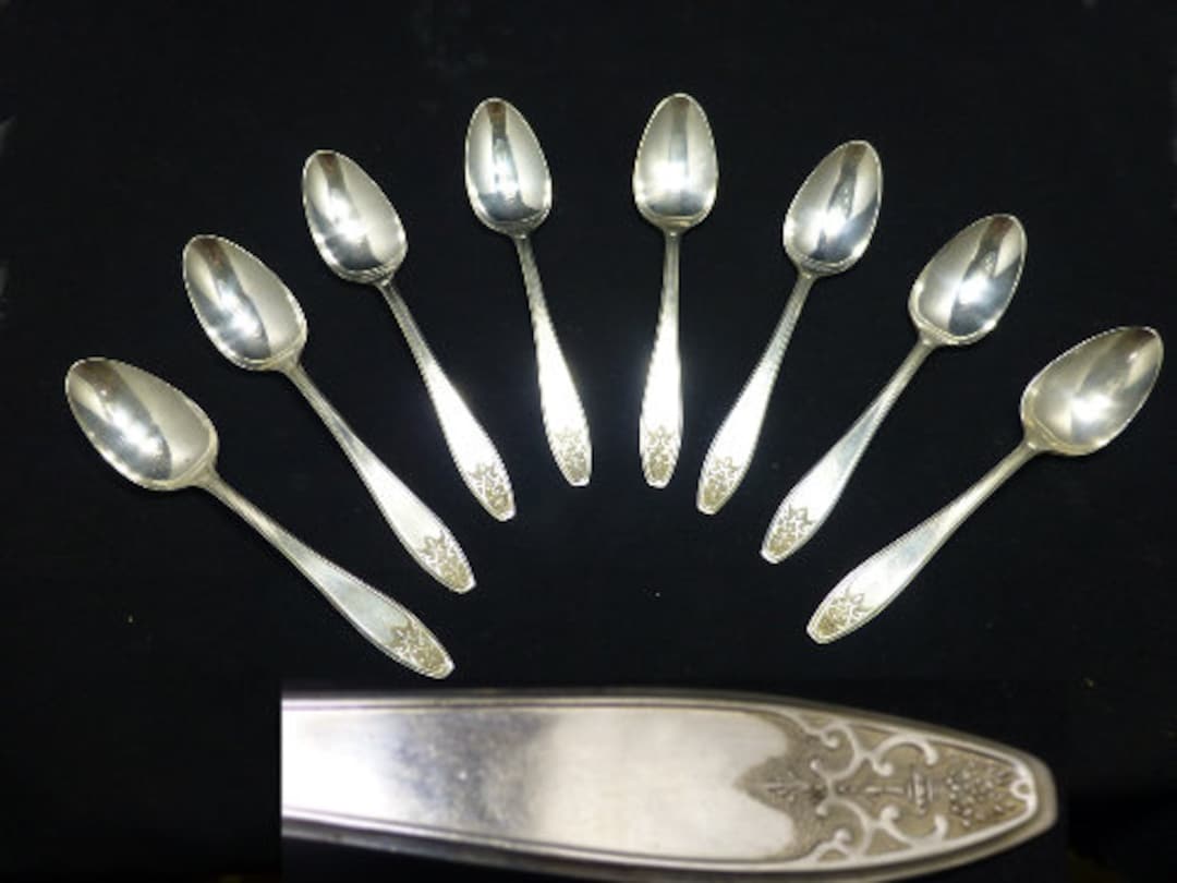 8 Lady Doris Silverplate Serving Spoons Set 8 1/4 Flatware Silverware ...