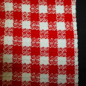 Vintage Heavy Woven Checkered Tweed Red White Checker Homespun ...