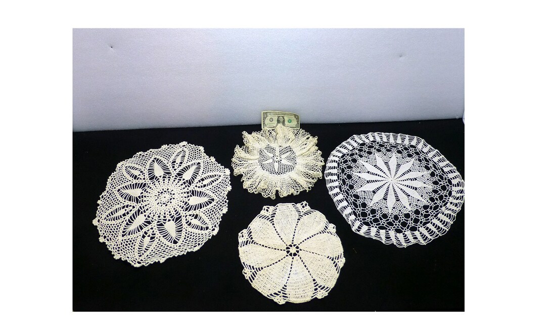 4 Vintage Large Crochet Doilies Lot Cream off White Collection - Etsy