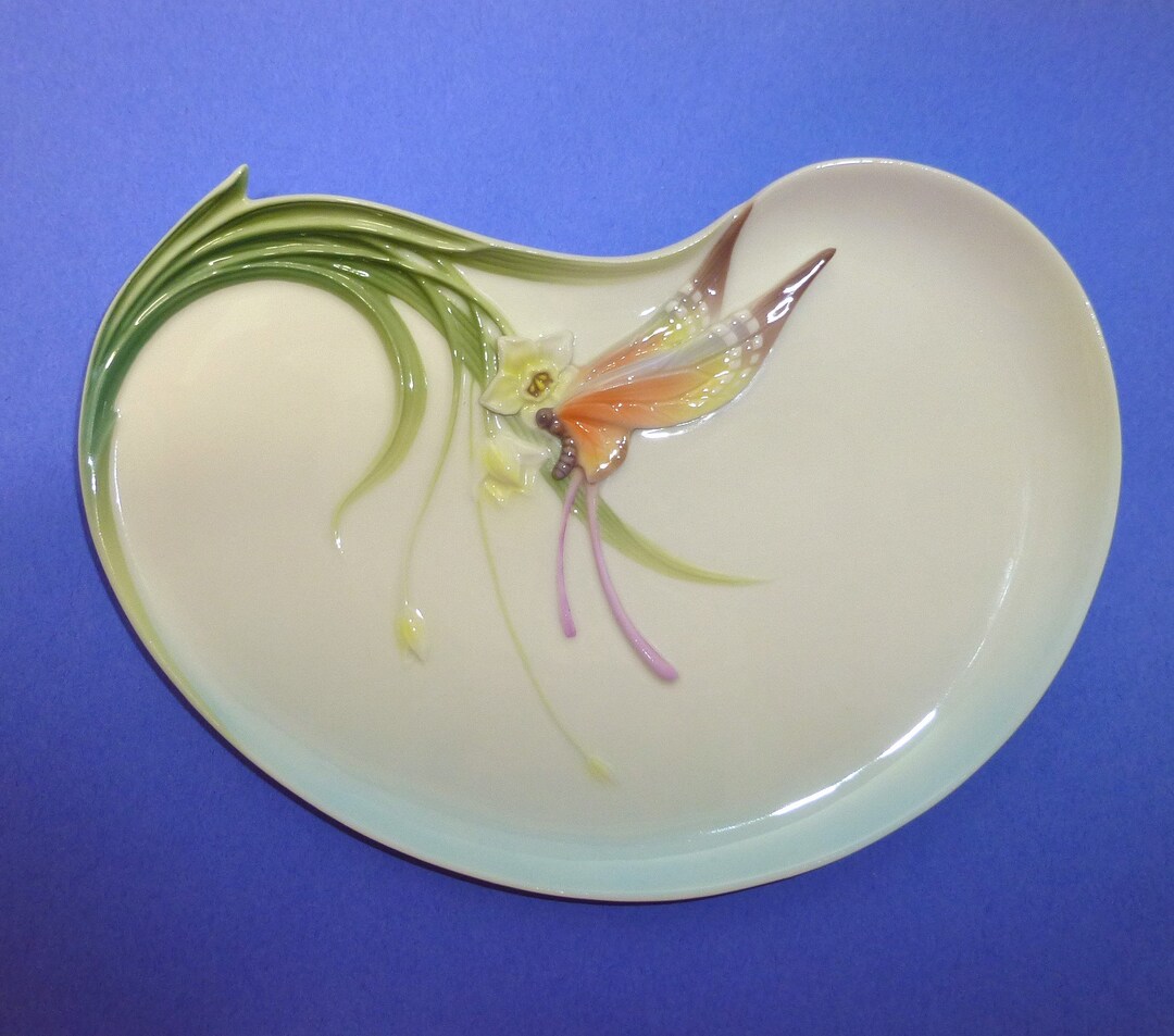 Beautiful Vintage Franz Porcelain Papillon Daffodil Butterfly Flower ...