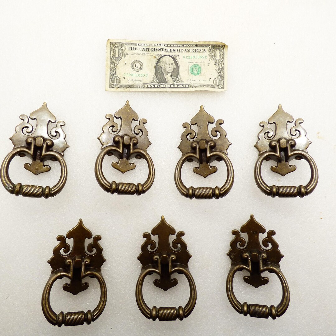 7 Vintage Spade Tip Colonial Carriage House Drop Ring Bail Drawer Pull ...