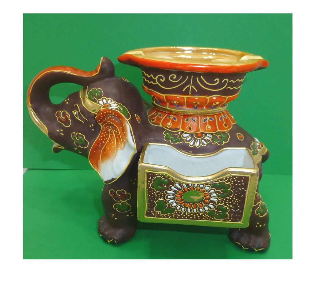 Oriental Satsuma Moriage Elephant Figurine Japanese Ashtray - Etsy