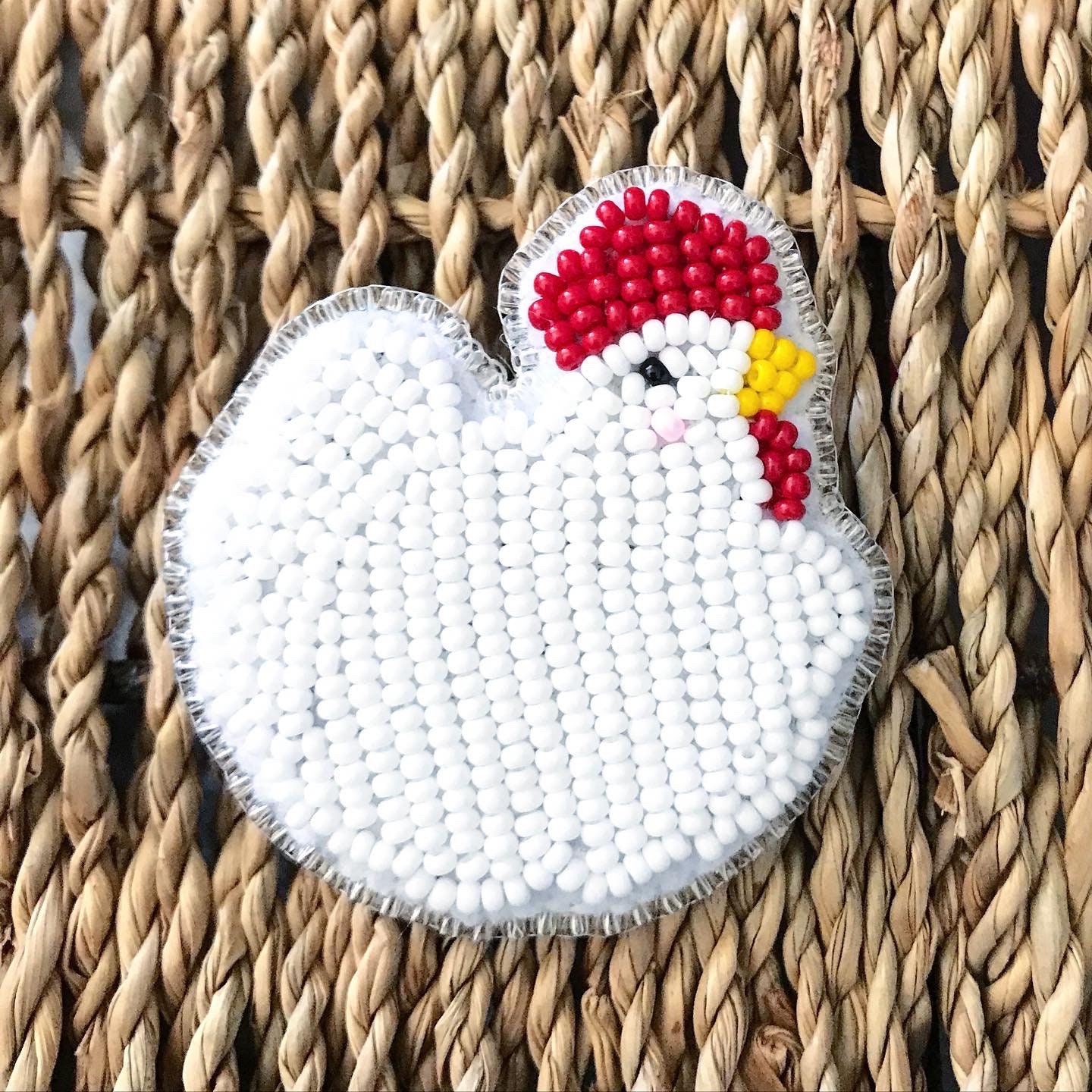 Chicken Pin, Farmhouse Pin, Chicken Jewelry, Hen, Beaded Chicken ...