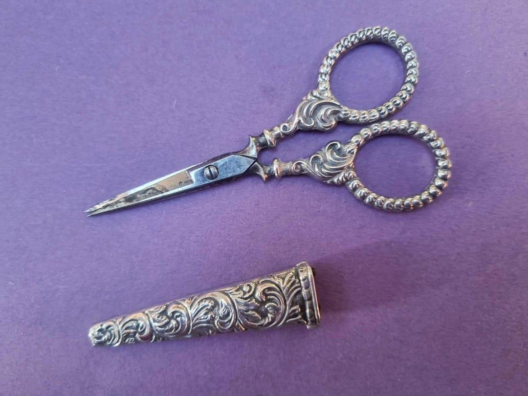 Silver Scissors With Steel Blades and Scissor Sheath - Etsy Australia