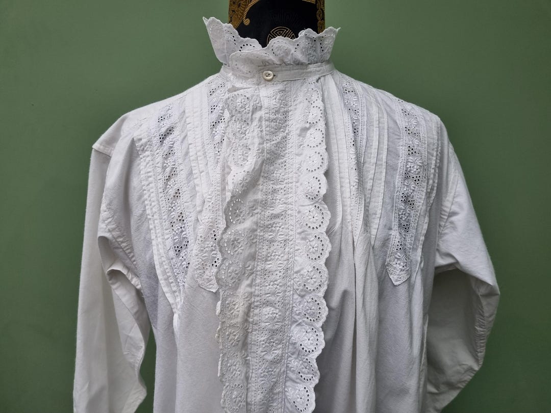 Circa 1900 Traditional Nightgown, Lace Trimmed With Pintucks - Size ...