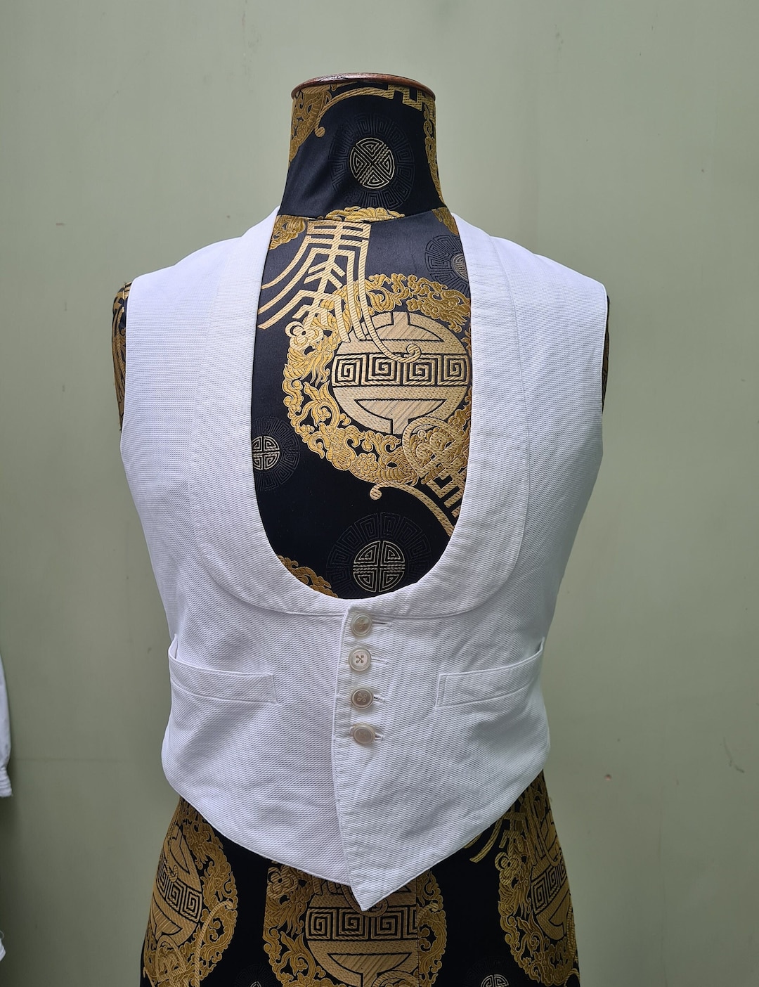 Early 1900s Formal Dress Waistcoat With Pearl Dress Studs 36 Inch Chest ...