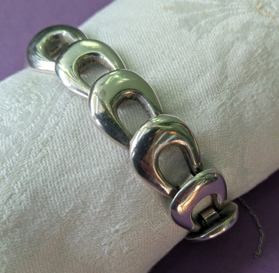 Vintage late 1980s modernist heavy silver articulated… - Gem