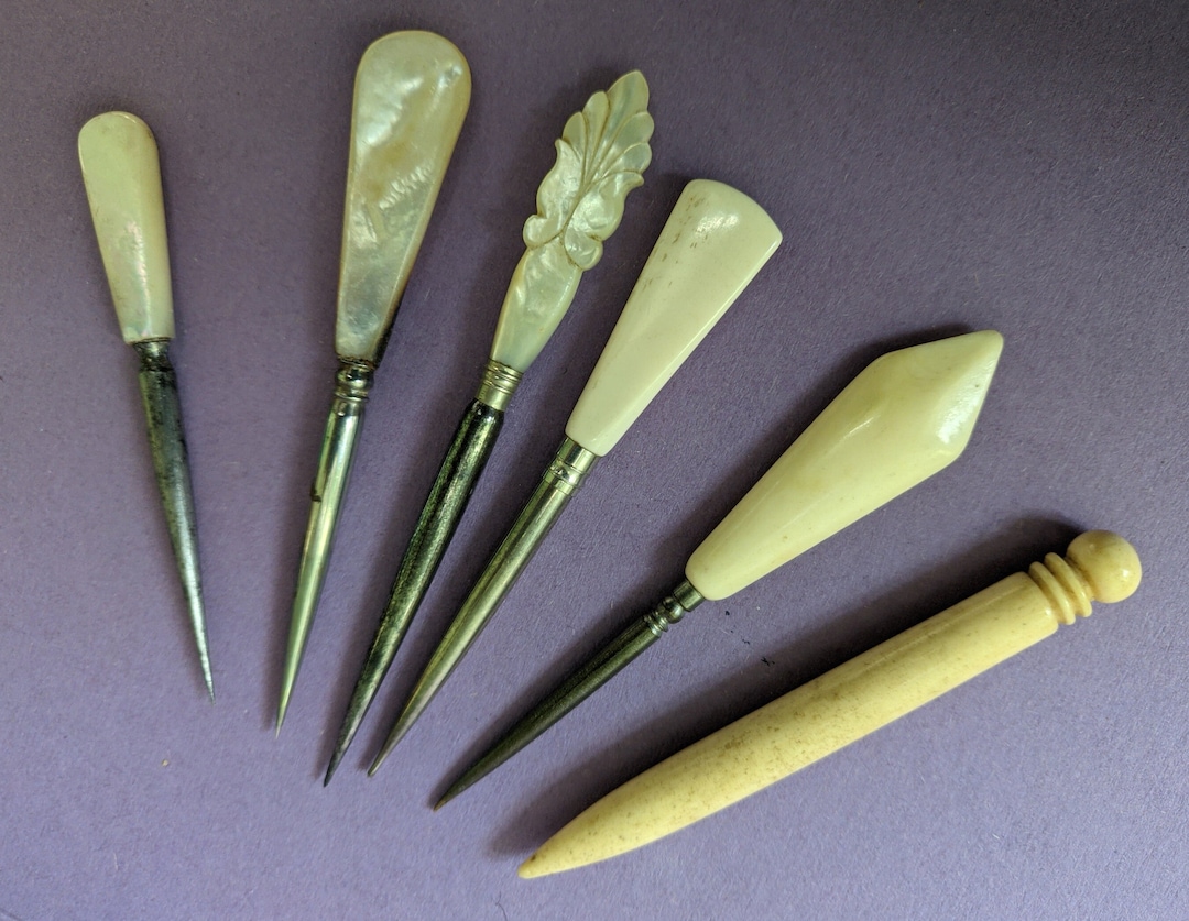 Vintage Animal Bone and Mother of Pearl Sewing Awls / Stilettos / Fids ...