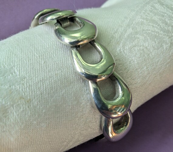 Vintage late 1980s modernist heavy silver articulated… - Gem