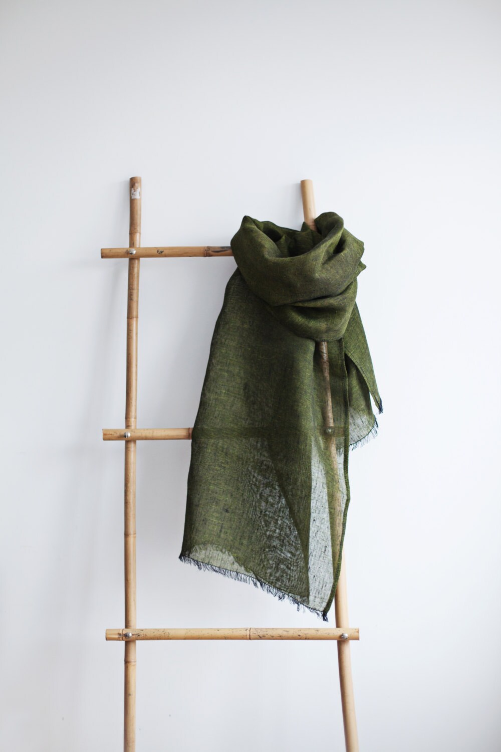 Linen Scarf / Moss Green Colour / Unisex Scarf - Etsy