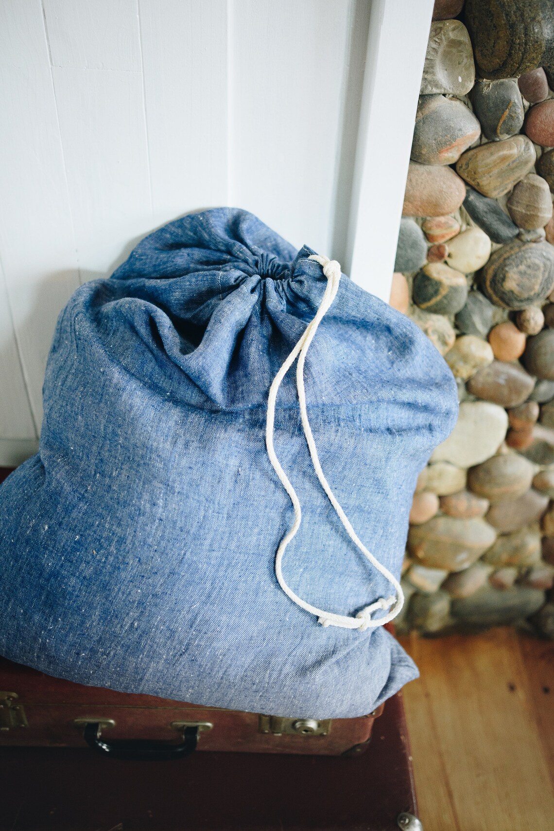 Blue Linen Laundry Bag / Natural Linen Laundry Bag / Laundry Bag - Etsy