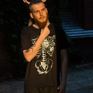 Unisex Goth Shirt With Skeleton. Unisex Gothic, Steam Punk Clothing ...