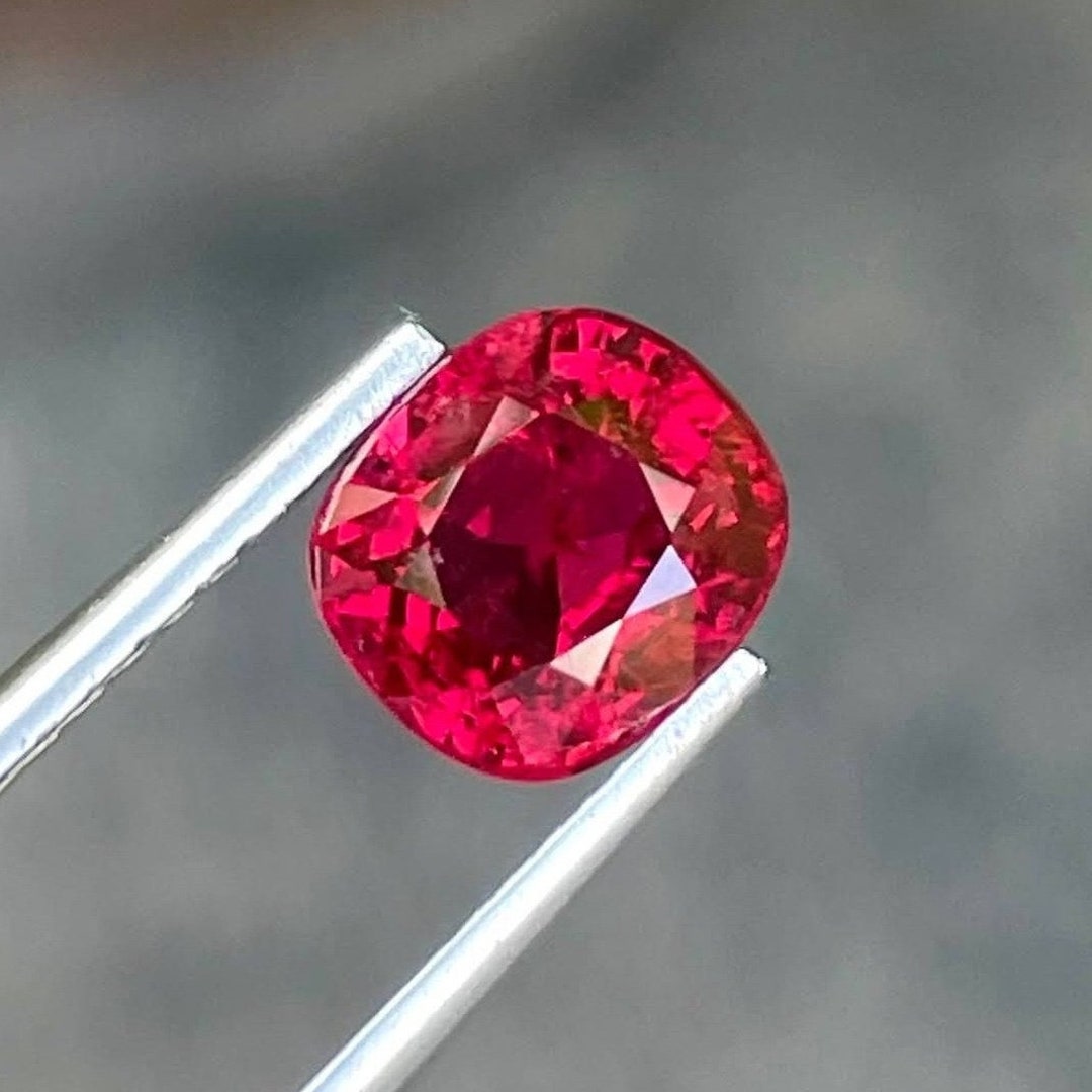 2.05 Carats Red Spinel Stone Step Cushion Cut Natural Burmese Gemstone for Jewelry Perfect Ring ...