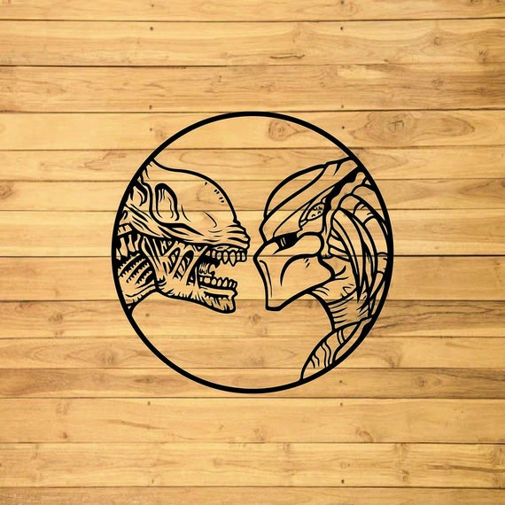 Predator and Xenomorph Silhouette Clip Art Image Alien | Etsy