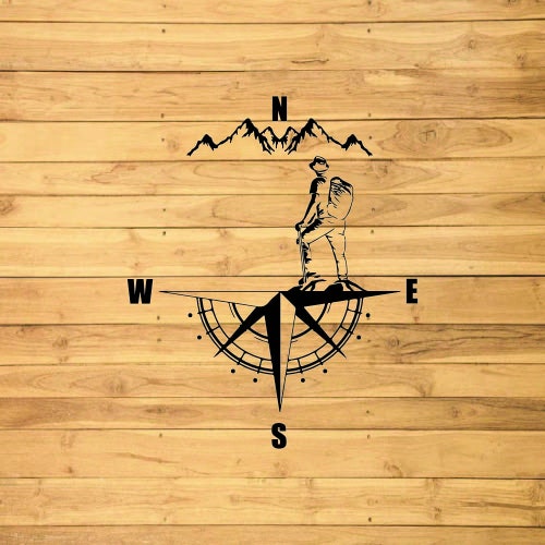 Hiker Compass SVG File Hiker Vector Image Cut Files for - Etsy