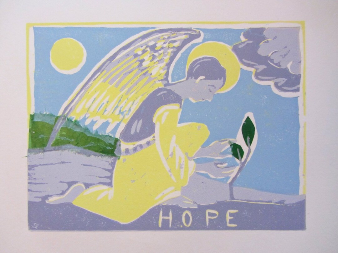 Angel of Hope Original Woodblock Print - Etsy