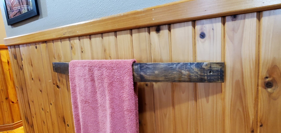 Rustic Wine Barrel Stave Towel Bar - Reclaimed Wood Decor - Etsy