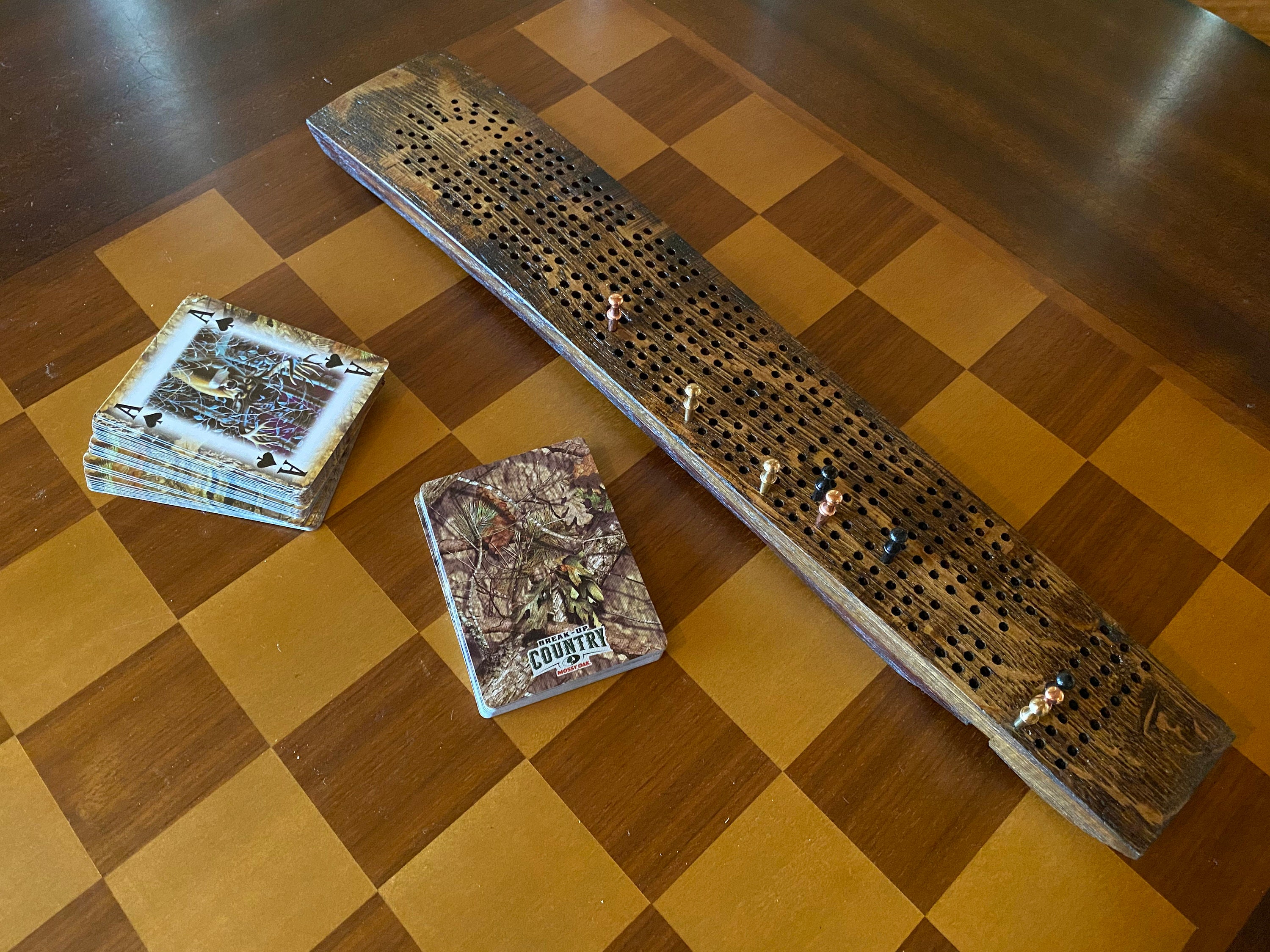 3 Track Wood Only Style Wine Stave Cribbage Board-wood Cribbage Board ...