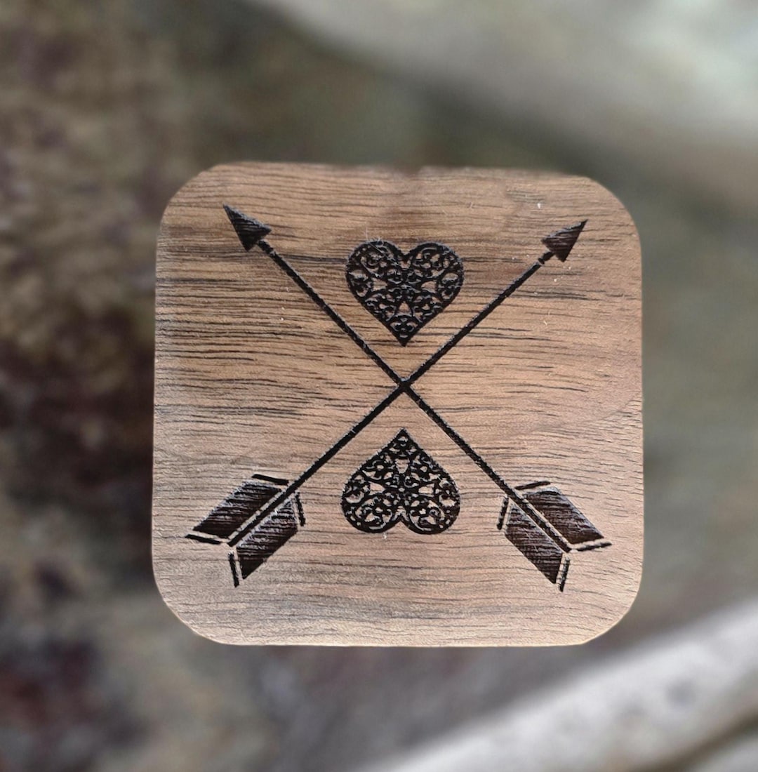 Wooden Ring Box With an Arrow Heart Design – Handmade Keepsake for ...