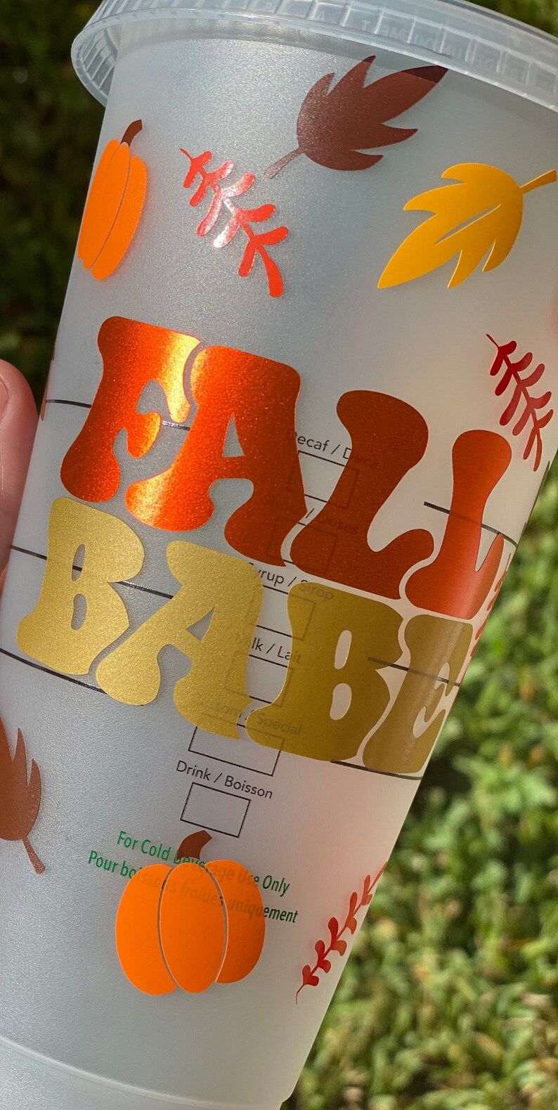 Fall/autumn Starbucks Cold Cup Mystery Color Change 24oz/ Fall Babe ...