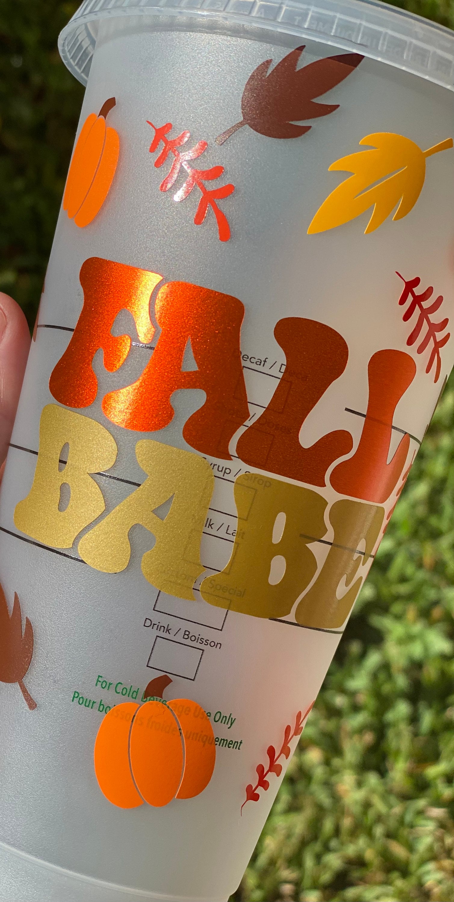 Fall/autumn Starbucks Cold Cup Mystery Color Change 24oz/ Fall Babe ...