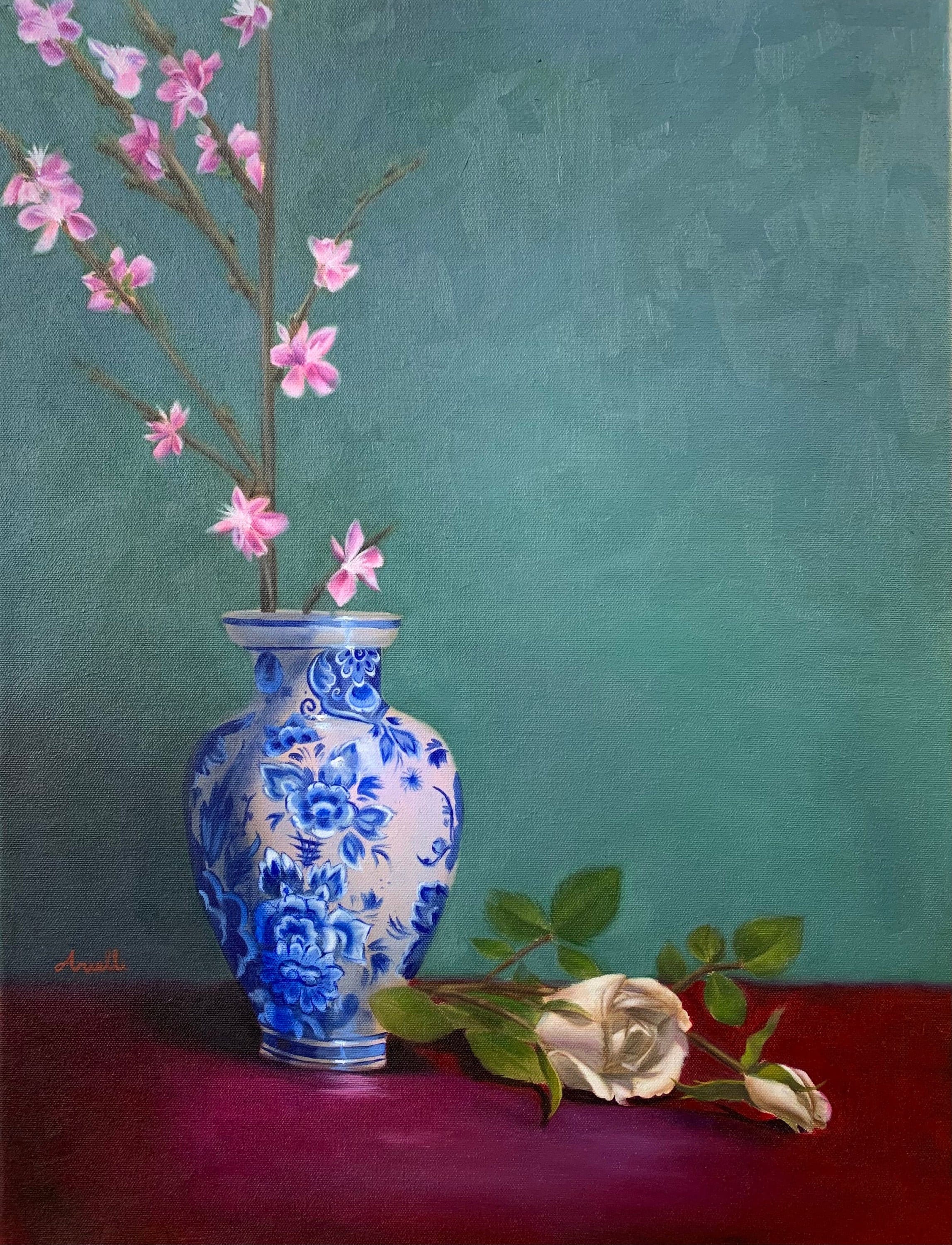 Oil on Canvas Still Life Painting Vase and Flowers - Etsy