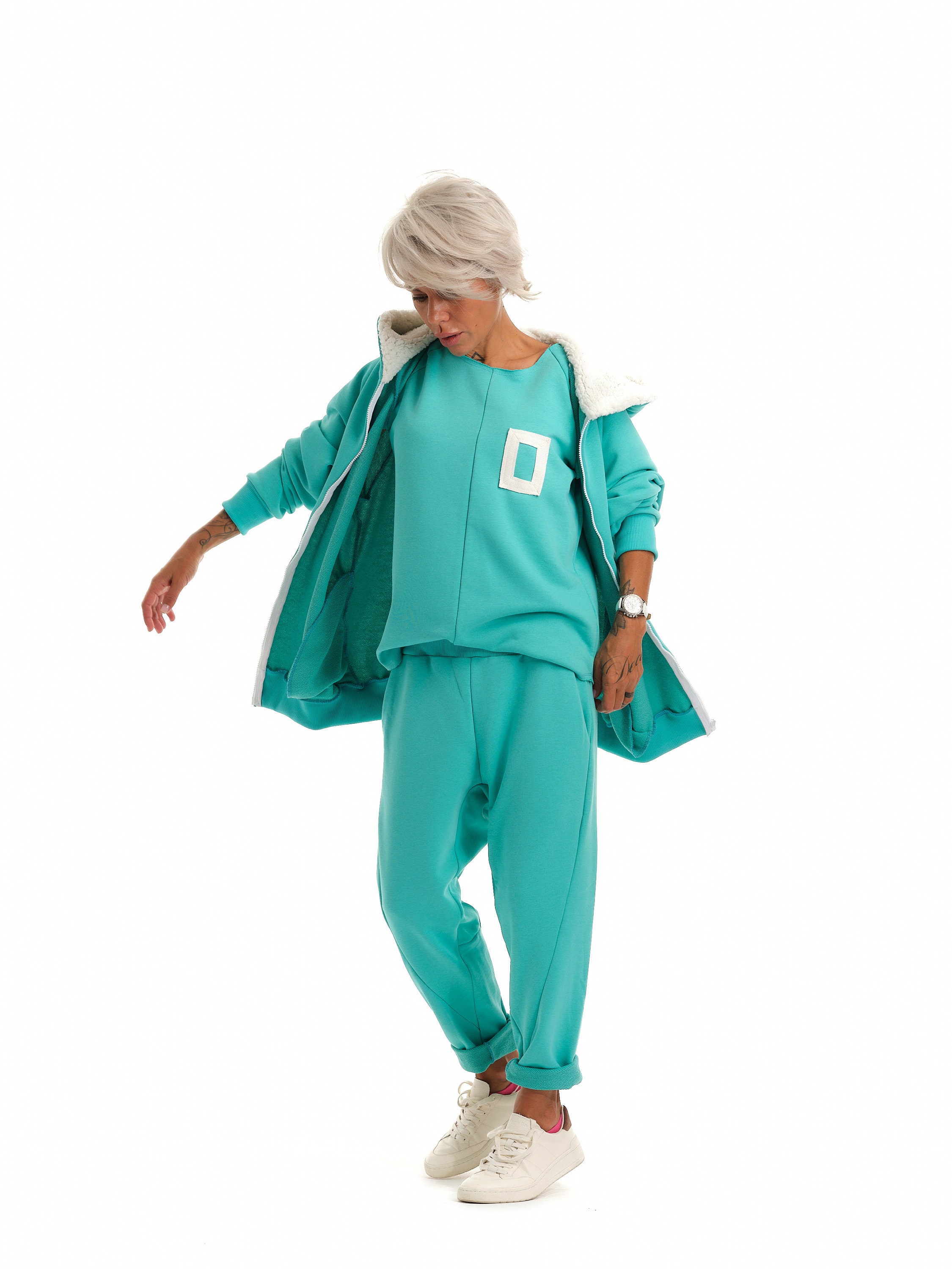 Women Turquoise Three Pieces Set Black Tracksuit - Etsy