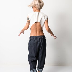 White Top, Leatherette Tank Top, Open Back Tank Top - Etsy