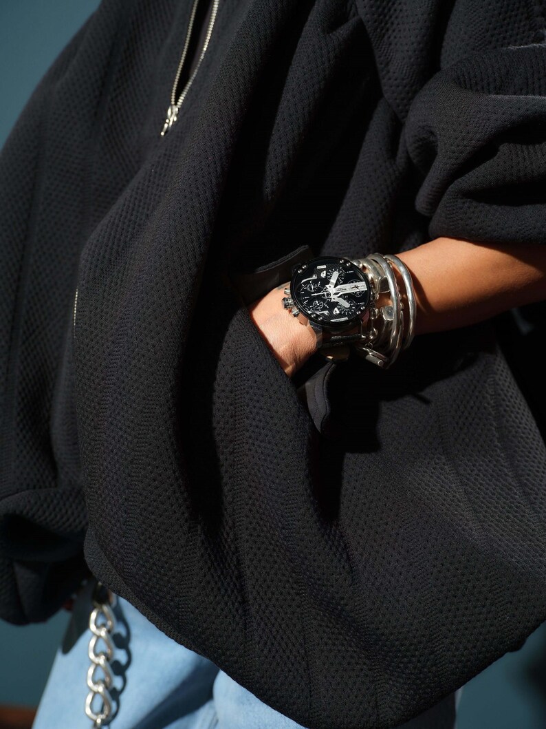 Black Oversized Textured Jacket - Etsy