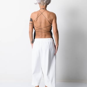 Black Open Back Leatherette Tank Top, Extravagant Backless Top, Women ...