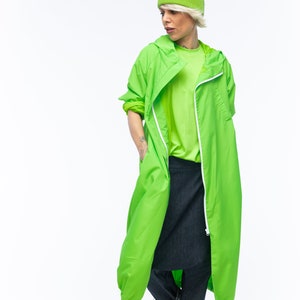 Neon Green Jacket Long Oversized Jacket With Big Hoodie - Etsy
