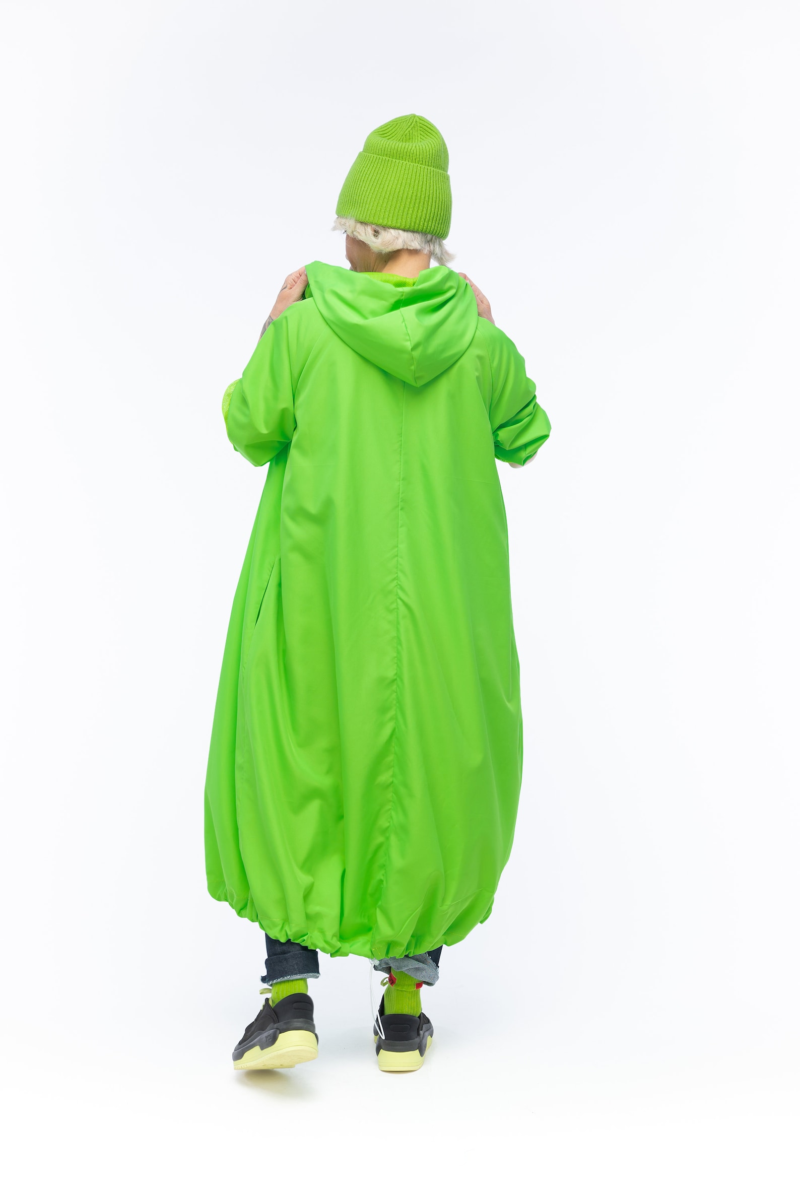 Neon Green Jacket Long Oversized Jacket With Big Hoodie | Etsy