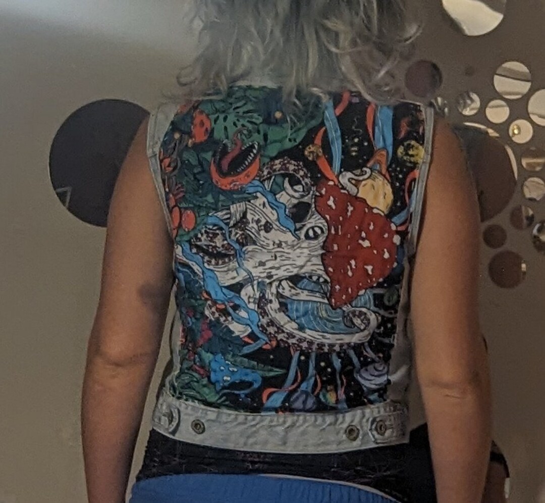 Upcycled Vintage Levi's Acid Wash Vest With Trippy Octopus Mushroom ...