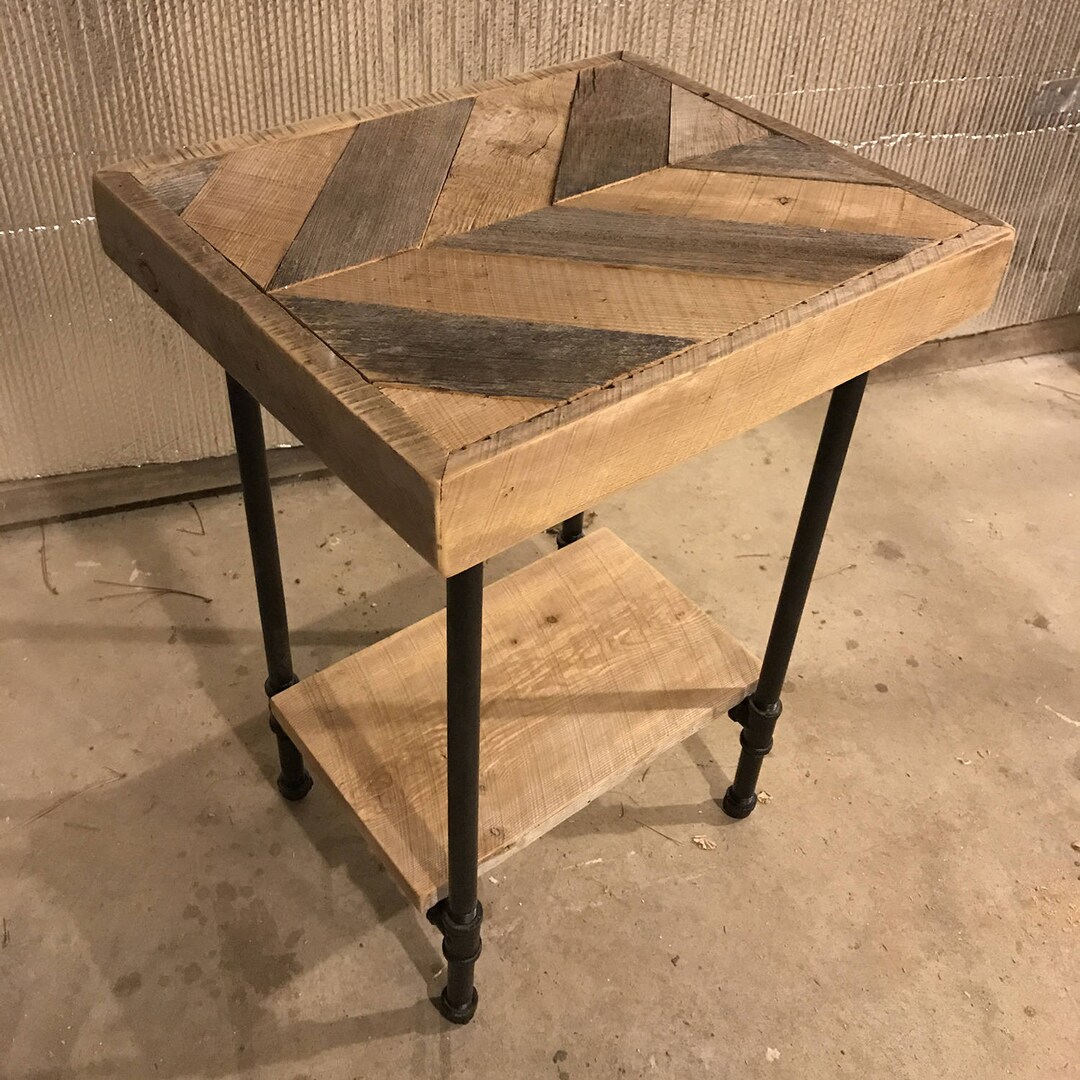 Industrial Barn Wood Side Tables, Set of Two - Etsy