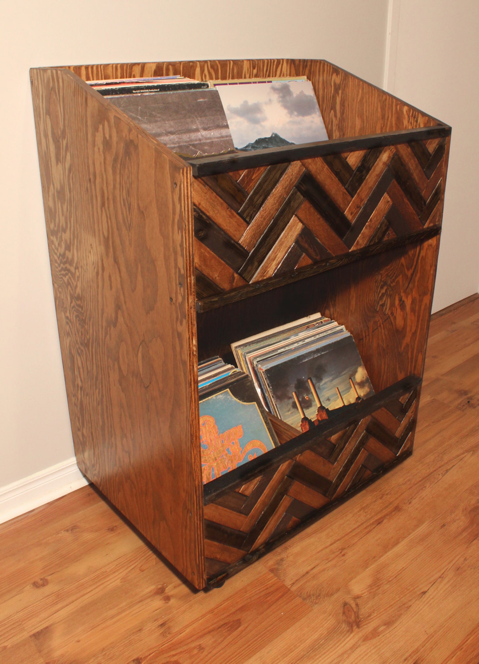Herringbone Storage Rack / Shelf for 12 Vinyl Lps | Etsy