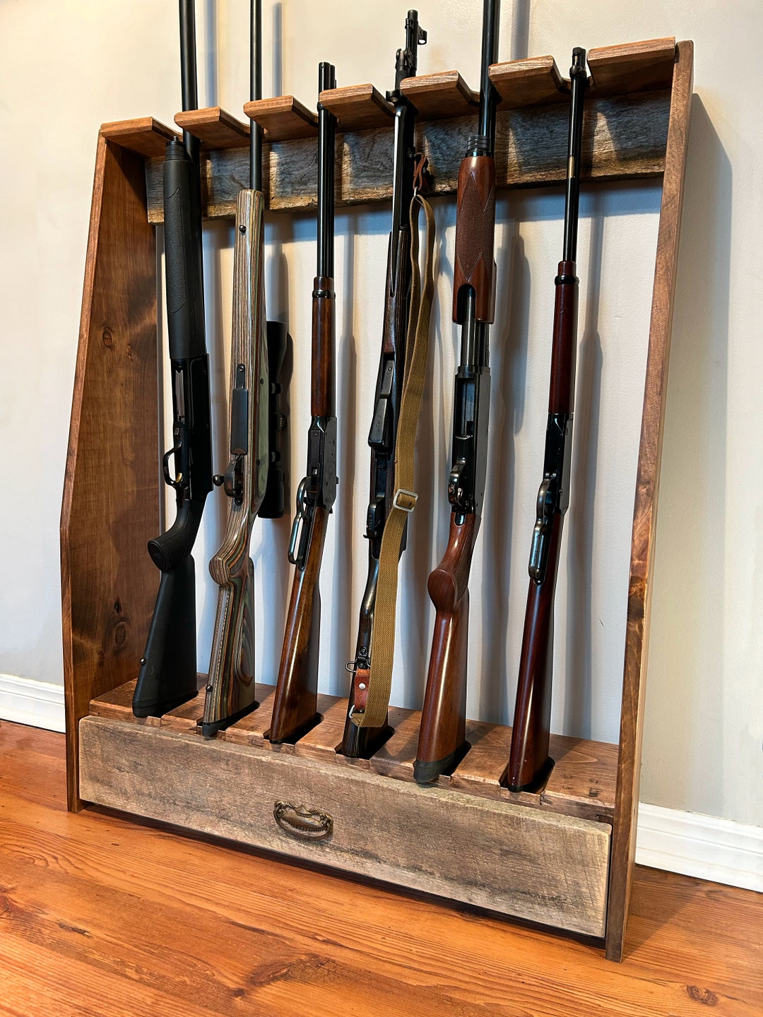 Rustic Vertical 6-gun Storage Rack - All Solid Wood - Etsy