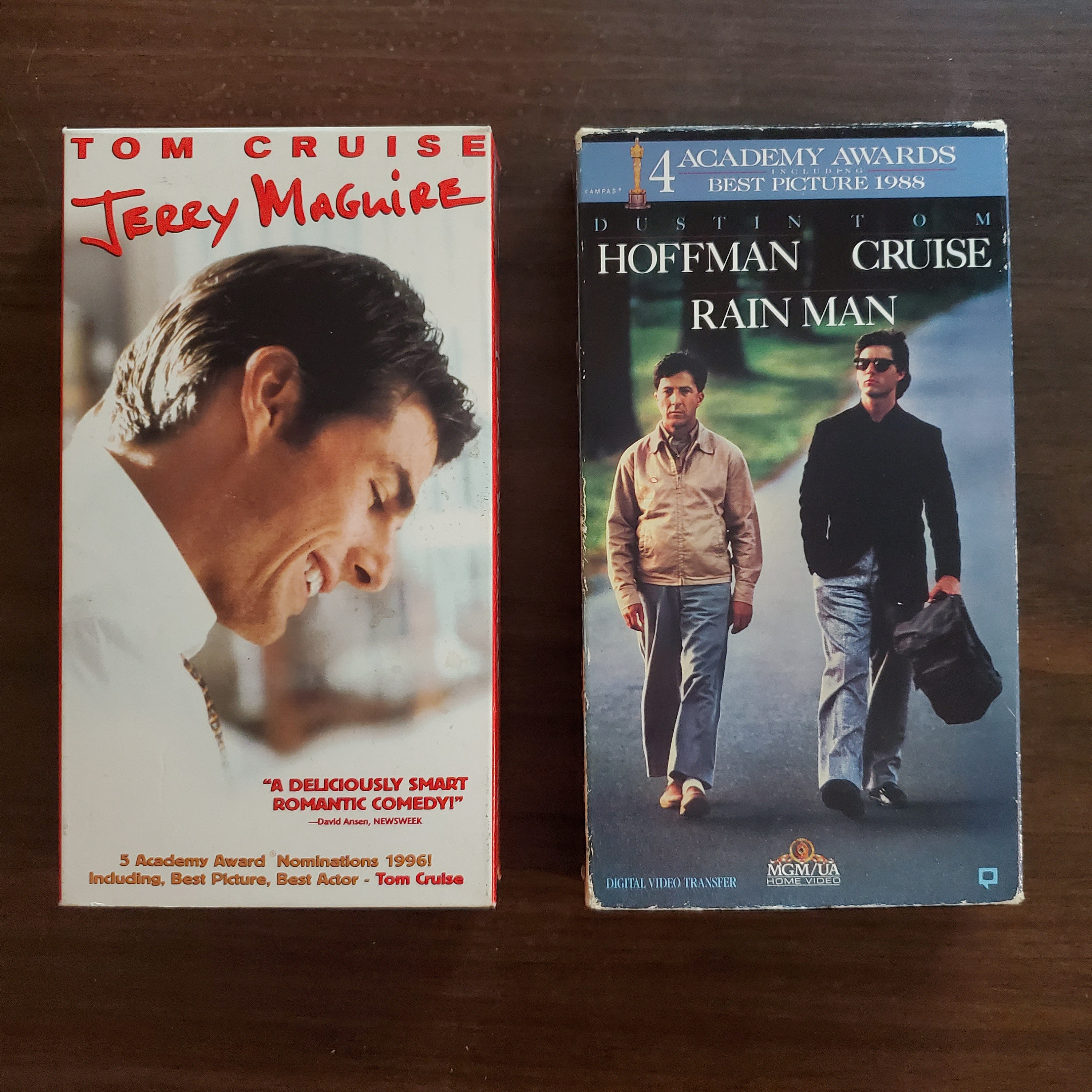 2 Movies on VHS, Rain Man and Jerry Maguire, Tom Cruise, Dustin Hoffman ...