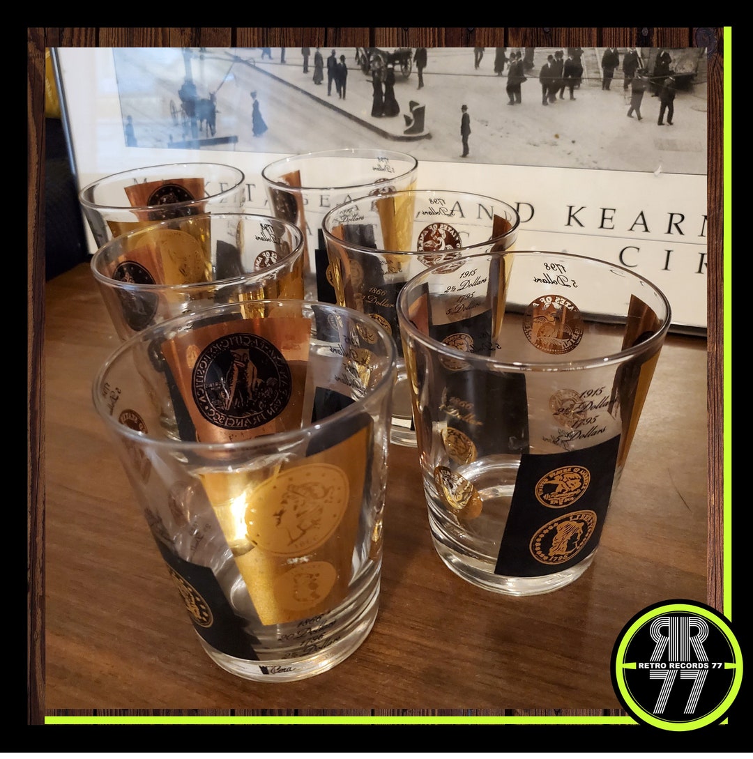 Retro Mid-century Cocktail Glasses by Bob Wallack for Cera 22K Gold ...