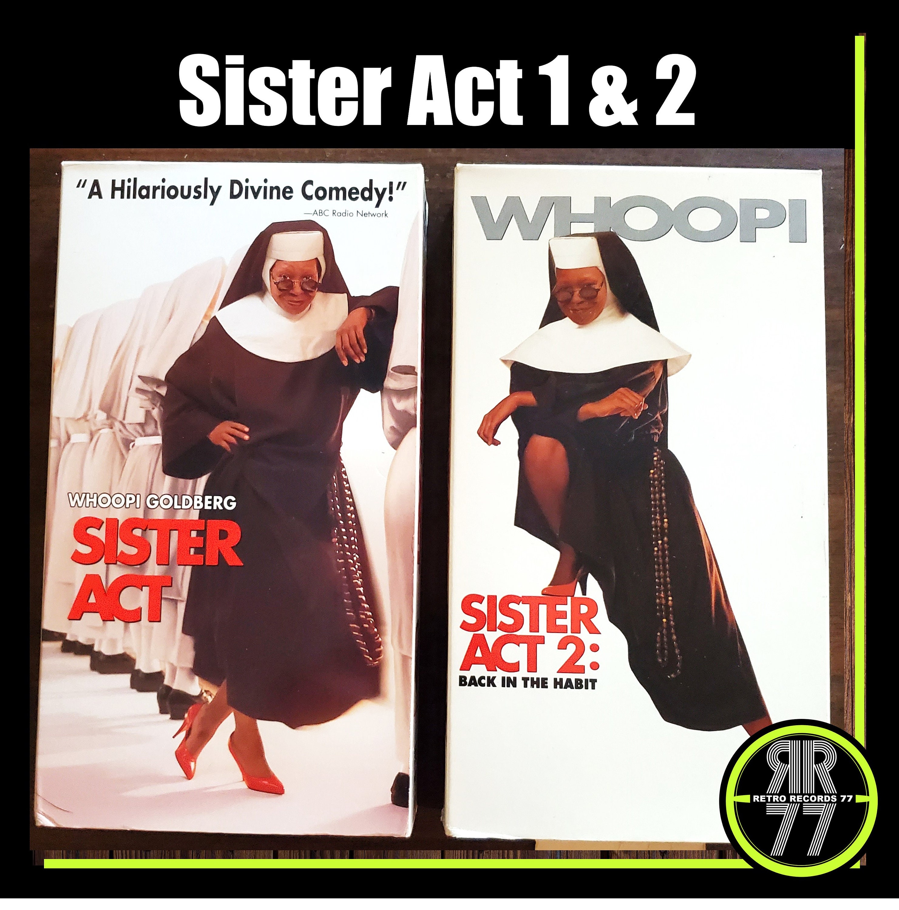 2 Musical Comedy Movies on VHS, Sister Act 1 and 2, Whoopi Goldberg ...