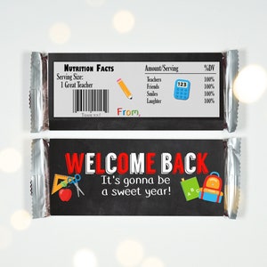 TEACHER CANDY BAR Wrappers - Welcome Back - Teacher Appreciation Candy ...