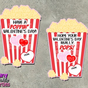 Valentine Popcorn Tags, Valentine's Day Stickers, Boy Girl Kids ...