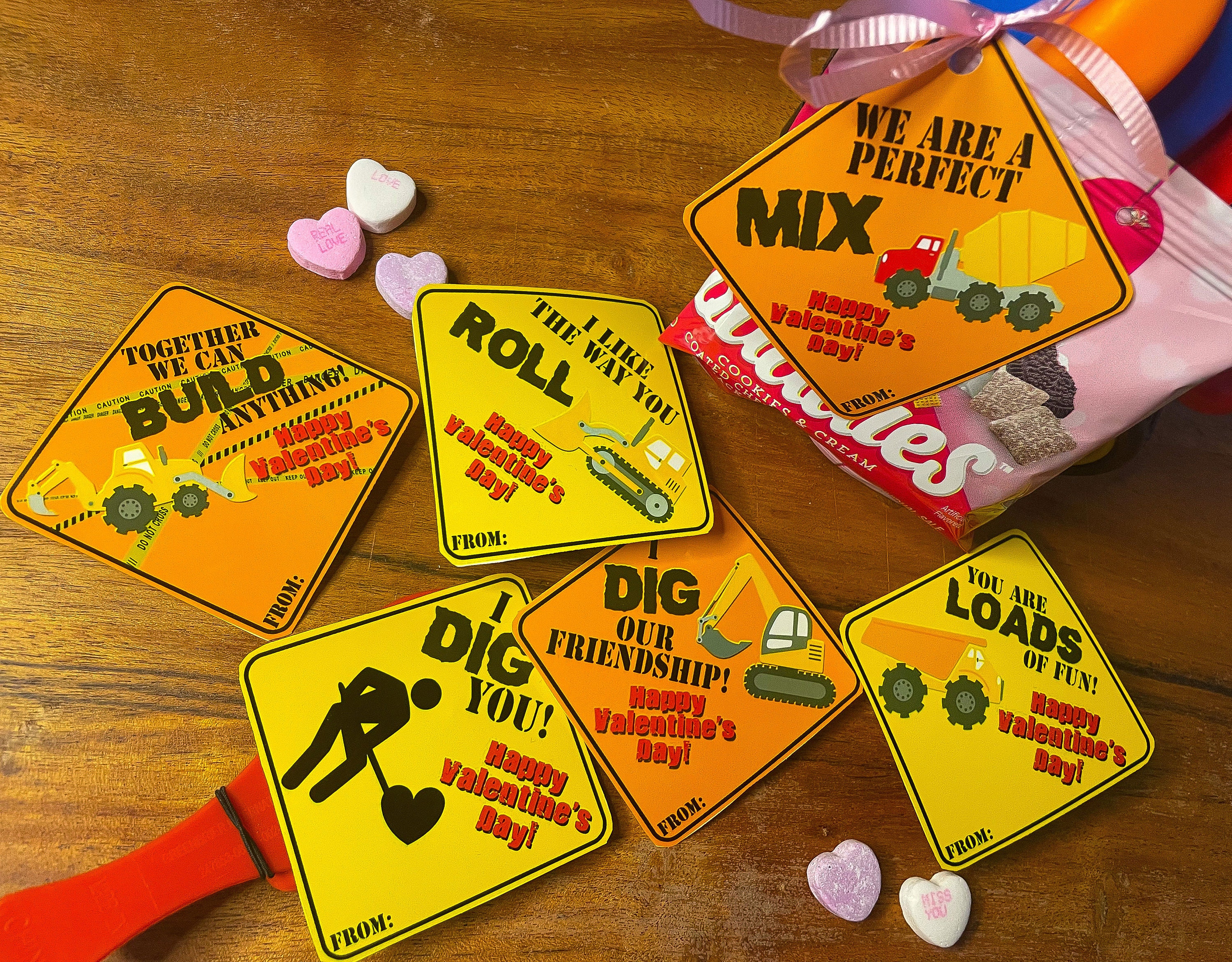Construction Valentine Cards, Dump Truck, Kids Printable, Classroom ...