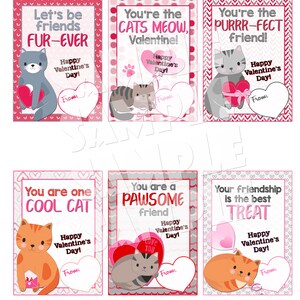 CAT VALENTINE CARDS - Classroom Valentines, Kitten Valentine Card ...