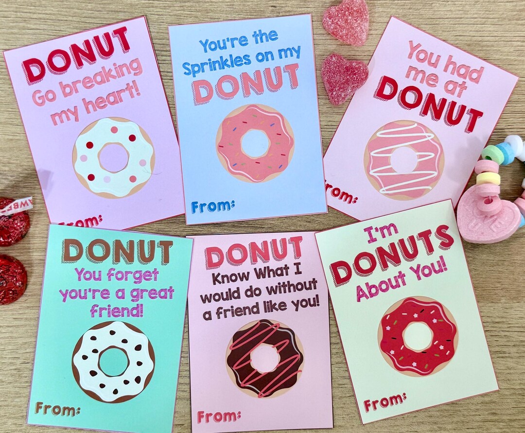 DONUT VALENTINE CARDS, Donuts About You, Donut Valentines, Valentines ...