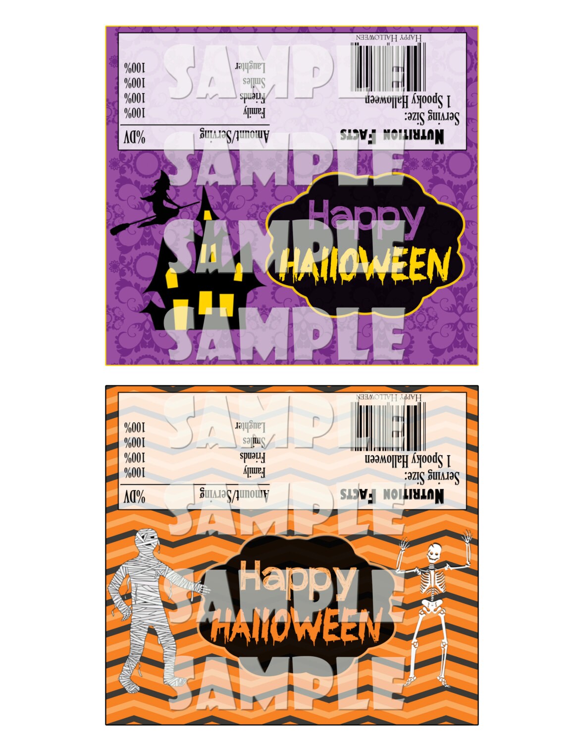 HALLOWEEN CHOCOLATE Bar WRAPPERS, Halloween Party Favors, Candy ...