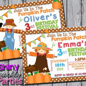 SCARECROW BIRTHDAY INVITATION Fall Birthday Invite Fall | Etsy