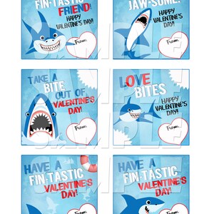 Shark Valentine Cards, Shark Kids Valentine Printable, Jaw-some ...